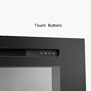 PuraFlame Alice 50 Inches Recessed Electric Fireplace, Flush Mounted for 2 X 6 Stud, Log Set & Crystal, 1500W Heater, Remote Control, Black