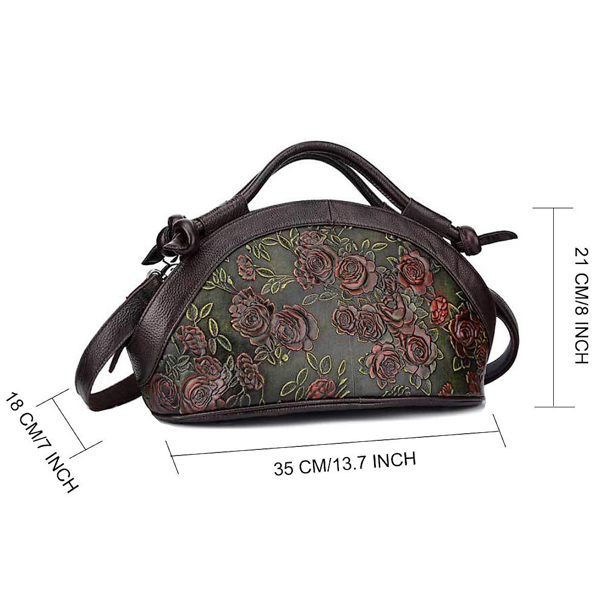 Women Handbag Genuine Leather Satchel Purse Handbag Vintage Top Handle Handbag Work Tote Bag (Green)