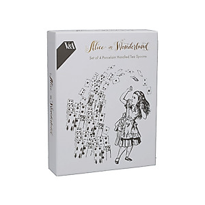 V&A Alice in Wonderland Stainless Steel Teaspoons with Decorative Porcelain Handles, 15.5 cm (6") - White