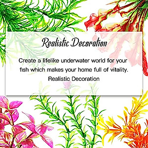 12 Pieces Fish Tank Plant with Rockery View Artificial Aquarium Plants Landscape Simulation Plastic Hydroponic Plants Mountain Rock Artificial Aquarium Plants for Fish Tank Betta