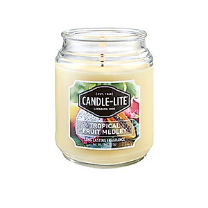 Candle-lite Scented Candles, Tropical Fruit Medley Fragrance, One 18 oz. Single-Wick Aromatherapy Candle, Yellow Color
