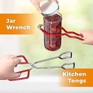 Pisol Canning Supplies Starter Kit, 7 Piece Canning Tools Set with Stainless Steel Rack, Wide Mouth Funnel, Kitchen Tongs, Jar Lifter, Magnetic Lid Lifter, jar Wrench, Bubble Popper