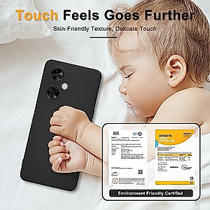 YENAPOON for OnePlus Nord N30 5G Case and 1 Pack Tempered Glass Screen Protector, Slim Liquid Silicone Shockproof Protective Case - Black