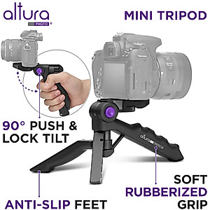 Altura Photo Camera Accessories Bundle - Photography Accessories Kit for Canon Nikon Sony DSLR & Mirrorless Cameras, Includes Small Tripod for Camera, Lens Cleaning Kit & Camera Cleaning Kit