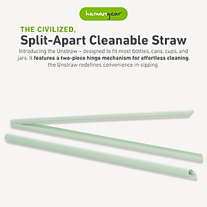 humangear UnStraw, 4-Pack | Reusable | Washable | BPA-Free, Light Blue/Yellow/Purple/Mint