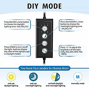 hygger Clip On Full Spectrum Aquarium LED Light, 14W Day-Night Dual Timer Sunrise-Day-Sunset-Moon Fish Tank Light, Adjustable Timer Brightness with 9 Colors for Planted Tank