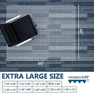 Office Chair Mats for Carpeted Floors, 46” x 60” Large Desk Floor Mat for Low Pile Carpet, Clear Floor Protector for Rolling Chair, Easy Glide, Easy to Clean (Rectangle)