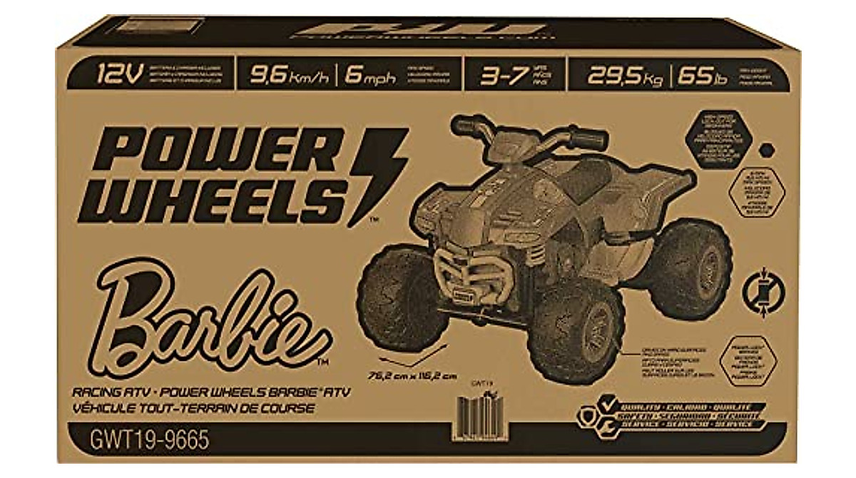 Power Wheels Barbie Pink Racing ATV for Kids 3-7