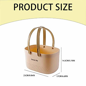 Plastic Storage Basket with Handle Portable Shower Caddy Tote Organizer Basket Bin for Bathroom Kitchen Dorm Room Bedroom, White (Green)