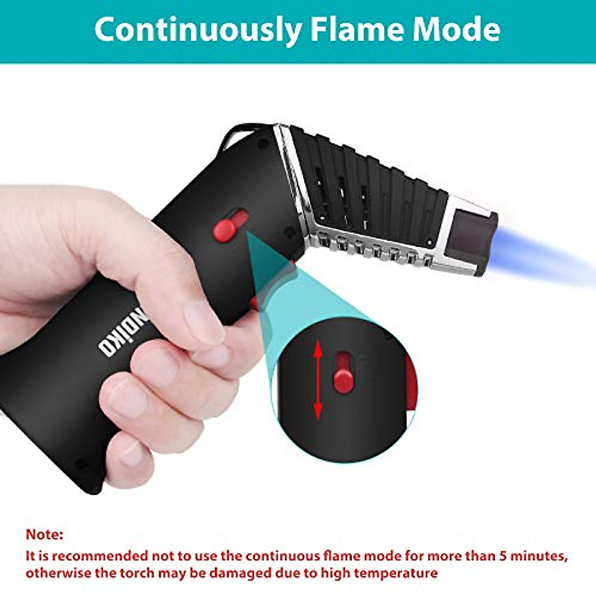 Sondiko Creme Brûlée Torch S928, Kitchen Torch Lighter with Rotatable Torch Head, Safety Lock, Adjustable Flame for Creme Brulee, BBQ, Dab(Butane Gas Not Included)