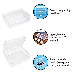 12 Pack 3.5x2.6x1.1 Inches Small Clear Plastic Box Storage Containers with Hinged Lid Rectangular for Organizing Small Parts, Office Supplies, Clips (12)