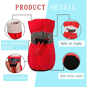 YAODHAOD Dog Shoes for Small Dogs, Anti-Slip Dogs Boots & Paw Protector for Winter Snowy Day, Summer Hot Pavement Dog Booties with Reflective Straps, Cat Dog Shoe for Indoor Hardfloors (Red,7)