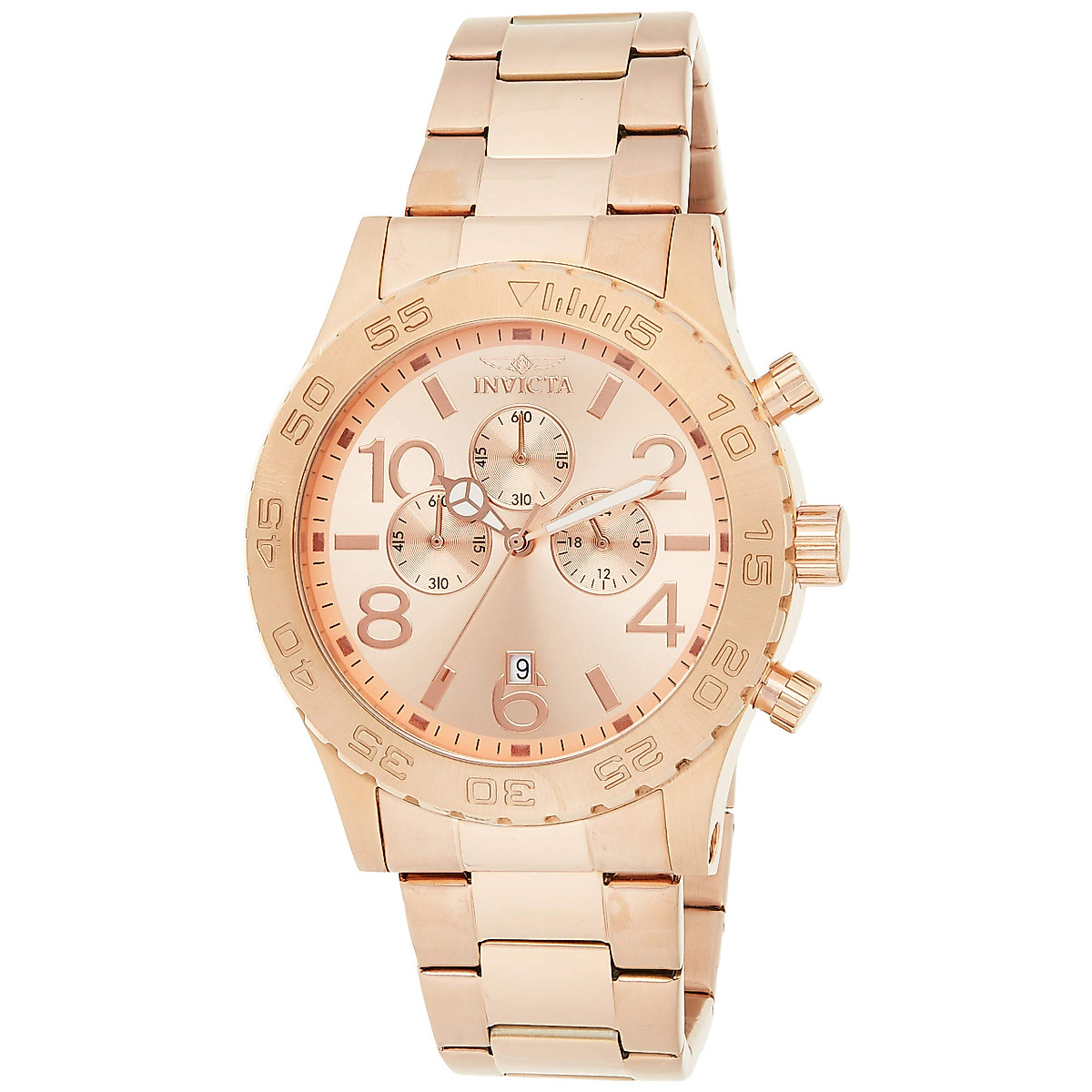 Invicta Men's 1271 Specialty Chronograph Rose Dial 18k Rose Gold Ion-Plated Watch