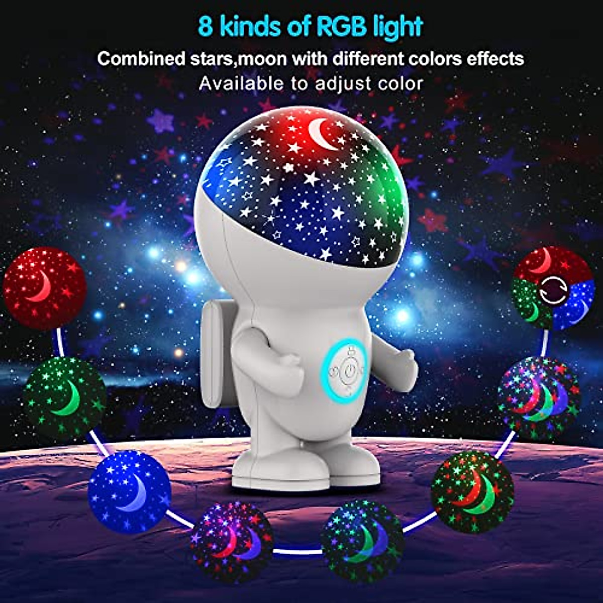 Night Light for Kids,Astronauts Star Projector with Energy Halo Light 1h Timer and 360 Degree Rotation Baby Night Light Ceiling Light Projector Best Gifts for Kids Bedroom,Girl Room Decor