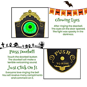 ReneeCho Halloween Doorbell Light-up Moving Eyeball Door Decors Black White