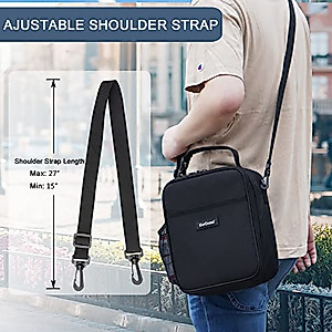 EurCross Insulated Rectangle Lunch Box with Carrying Strap, Portable Flat Mens Lunchbox for Work, 32% Larger than other Slim Small Lunch Bag, Reusable Mini Cooler Bag for Women Adult, Black