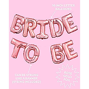 xo, Fetti Bachelorette Party Decorations - Bride to Be Balloon Kit - Rose Gold - 16" BRIDE TO BE Foil Balloons + 10 Rose Gold Latex Balloons - Bridal Shower Supplies