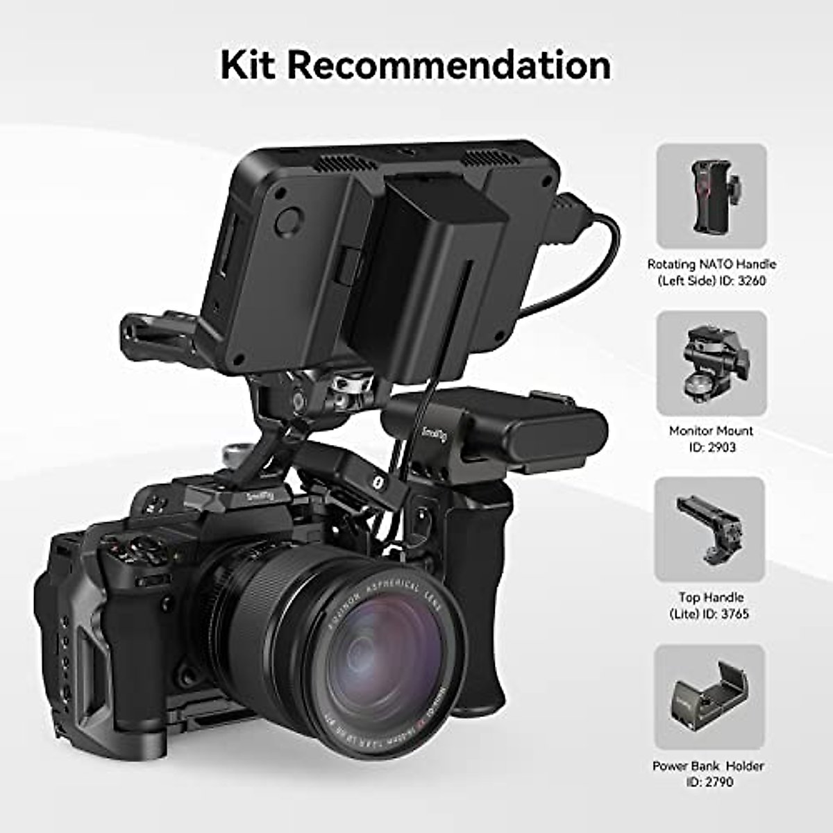 SmallRig X-H2 / X-H2S Camera Full Cage for FUJIFILM X-H2 / X-H2S, Aluminum Alloy Video Making Camera Rig with NATO Rails, Quick Release Plate for Arca, Support Horizontal and Vertical Shooting - 3934