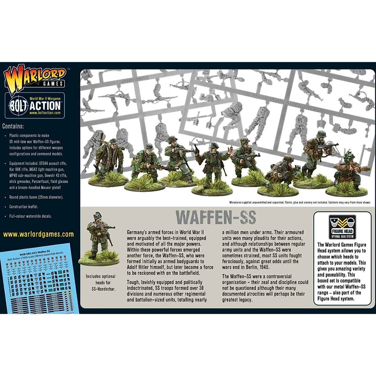 WarLord Bolt Action Waffen-SS WWII SS-Grenadier Figures 1:56 Military Table Top Wargaming Plastic Model Kit 402012101