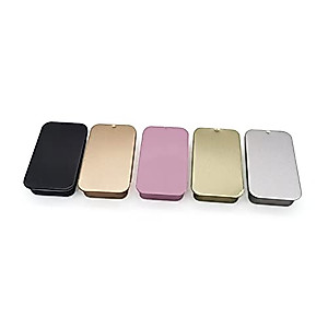 FSYEEL 6 Pieces Mini Metal Slide Top Tin Containers Rectangular Empty Hinged Tins Box, Portable Case for Soap Box Small Storage Kit for Pills Candies and Bead Crafts Storage Home Organizer