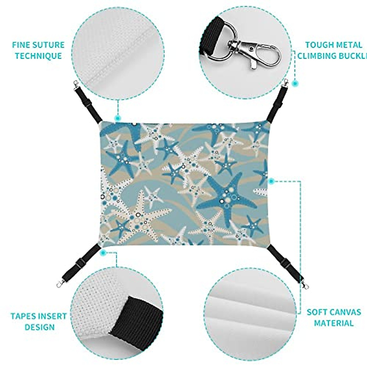 Starfish Pet Hammock Comfortable Adjustable Hanging Bed for Small Animals Dogs Cats Hamster