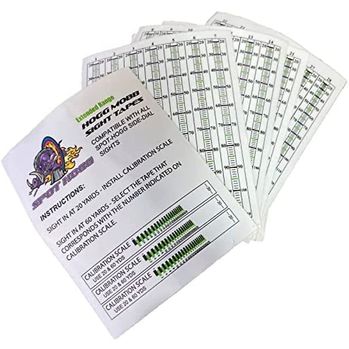 Spot Hogg Archery - Extended Range Replacement Sight Tape/Yardage Tapes (Green)