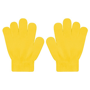 Uttpll Toddler Magic Mittens Kid Gloves Stretch Full Finger Solid Color Winter Protection Warm Knitted Gloves for Boys Girls Supplies Yellow One Size