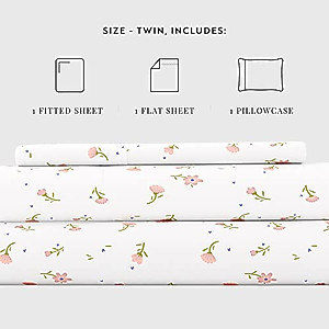 Linen Market 3 Piece Twin Bedding Sheet Set (Pink Floral) - Sleep Better Than Ever with These Ultra-Soft & Cooling Bed Sheets for Your Twin Size Bed - Deep Pocket Fits 16" Mattress