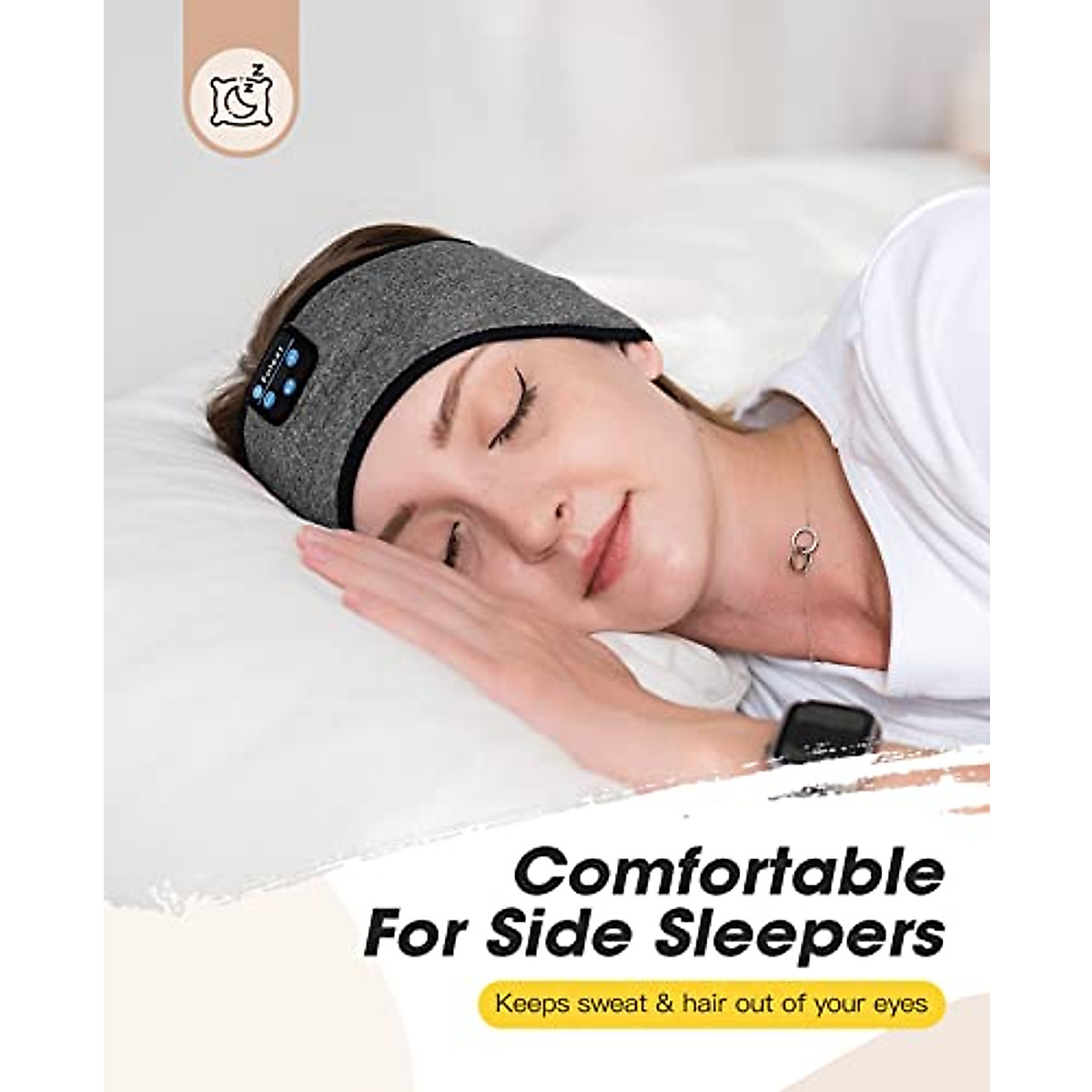 Perytong Sleep Headphones, Cozy Bluetooth Headphone Headband,Noise Cancelling Headphones for Sleeping, Headphone Band Built in Speakers Perfect for Side Sleepers,Workout,Running,Yoga,Travel,Insomnia