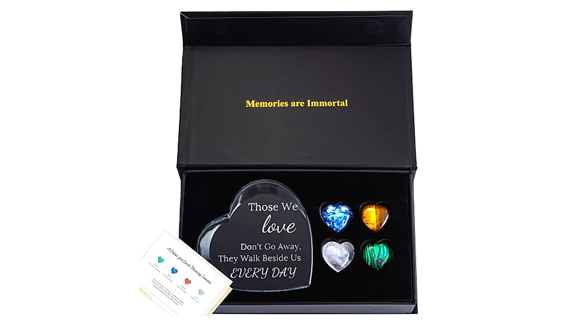 Memorial Gifts - Hand-Carved Seasonal Stones & Glass Heart | BECTA DESIGN