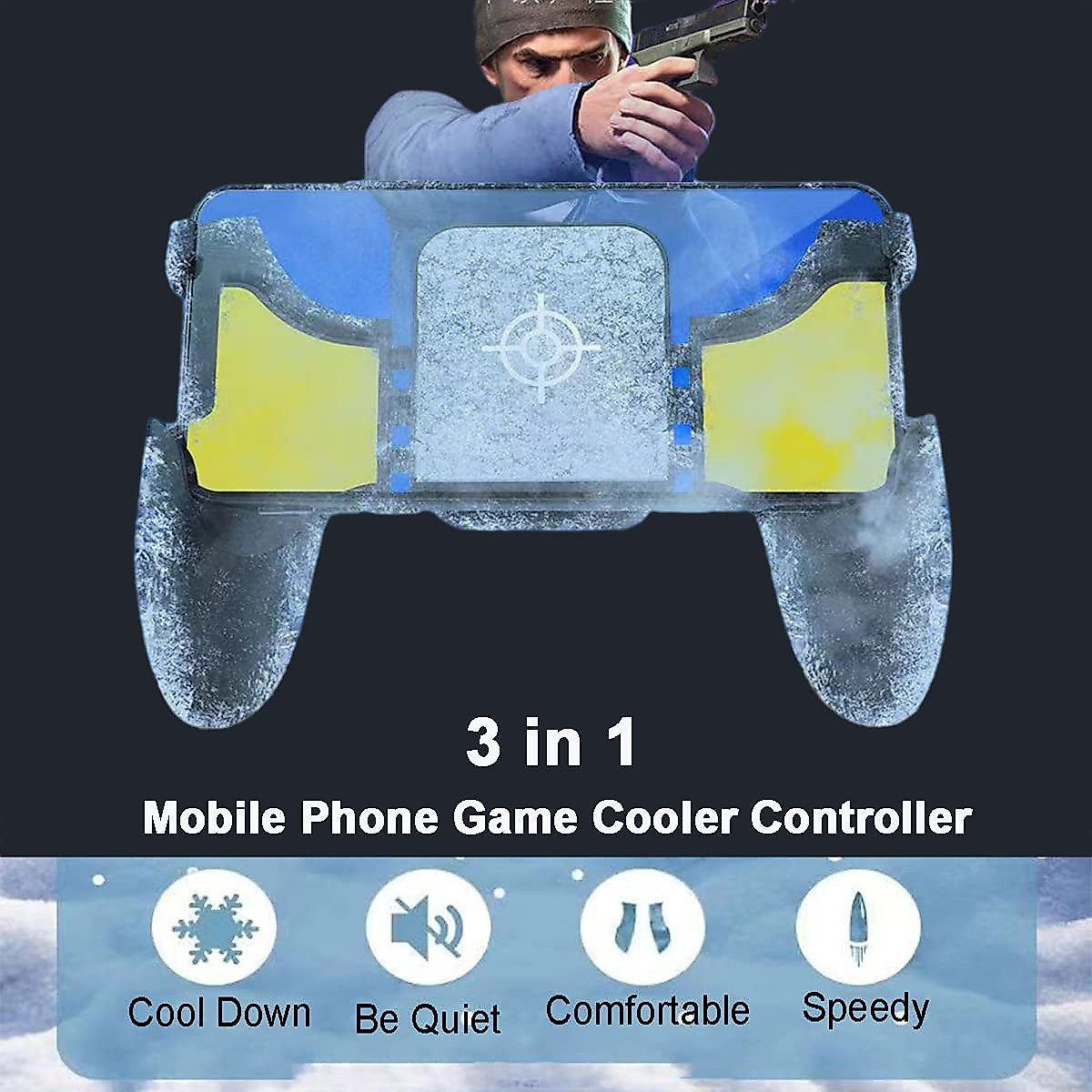 KingTSYU Phone Game Controller With Cooling Fan, Mobile Game Handle with Triggers for PUBG/Call of Duty/Fortnite, L1R1 Gaming Grip Gamepad for 4.7-6.5" iPhone iOS/Android Phone