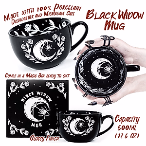 Rogue Wolf La Lune Large Gothic Moon Mug - Halloween Decor Ceramic Cup for Tea/Coffee