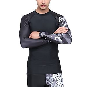 HUGE SPORTS Wildling Series UV Protection Quick Dry Compression Rash Guard (Cobra,M)