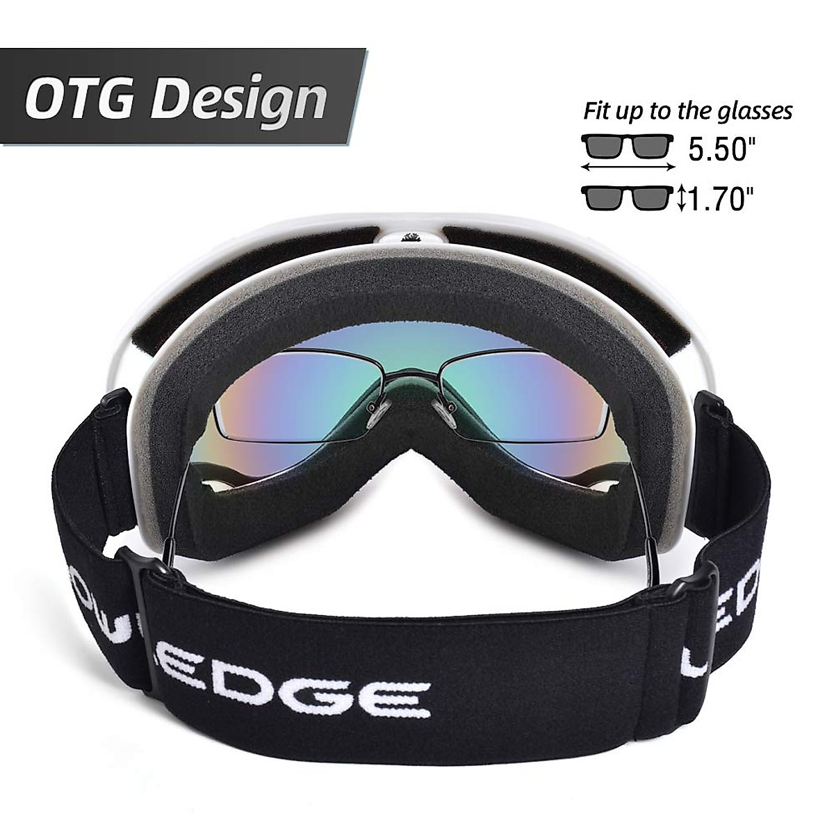HUBO SPORTS Ski Snow Goggles for Men Women Adult,OTG Snowboard Goggles of Dual Lens with Anti Fog for UV Protection for Girls(WBPGreen)