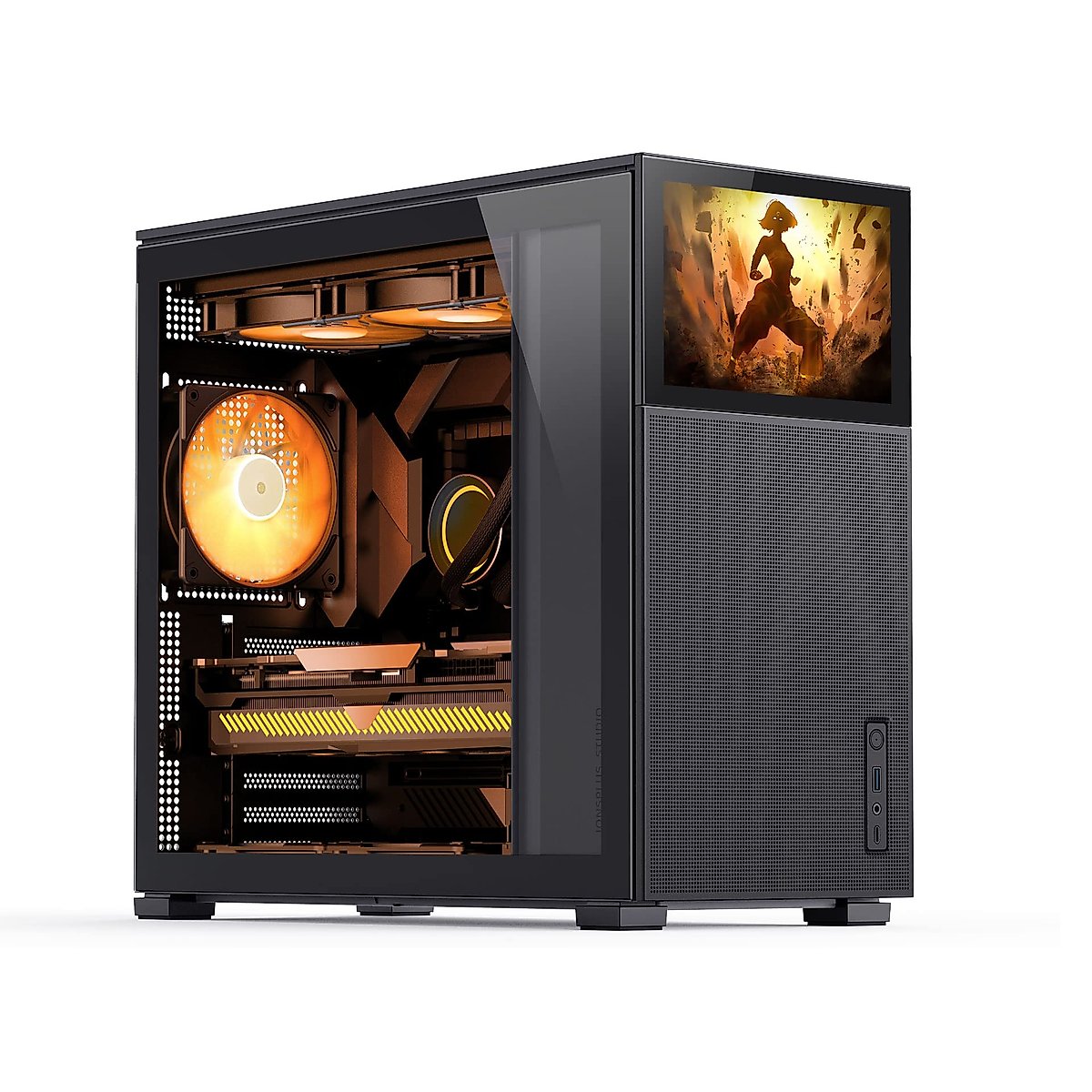 JONSBO D41 MESH SC Black ATX Computer Case with Screen, ATX Motherboard PC Case Mid Tower/Support RTX 4090(335-400mm) GPU 360/280AIO,Power ATX/SFX: 100mm-220mm Multiple Tool-Free Design,Black