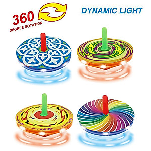 24 PCS Light Up Mini Spinning Tops LED Hand Spinners Toys with Colorful DIY Stickers Design Your Own - Novelty Bulk Stocking Stuffers Party Favors