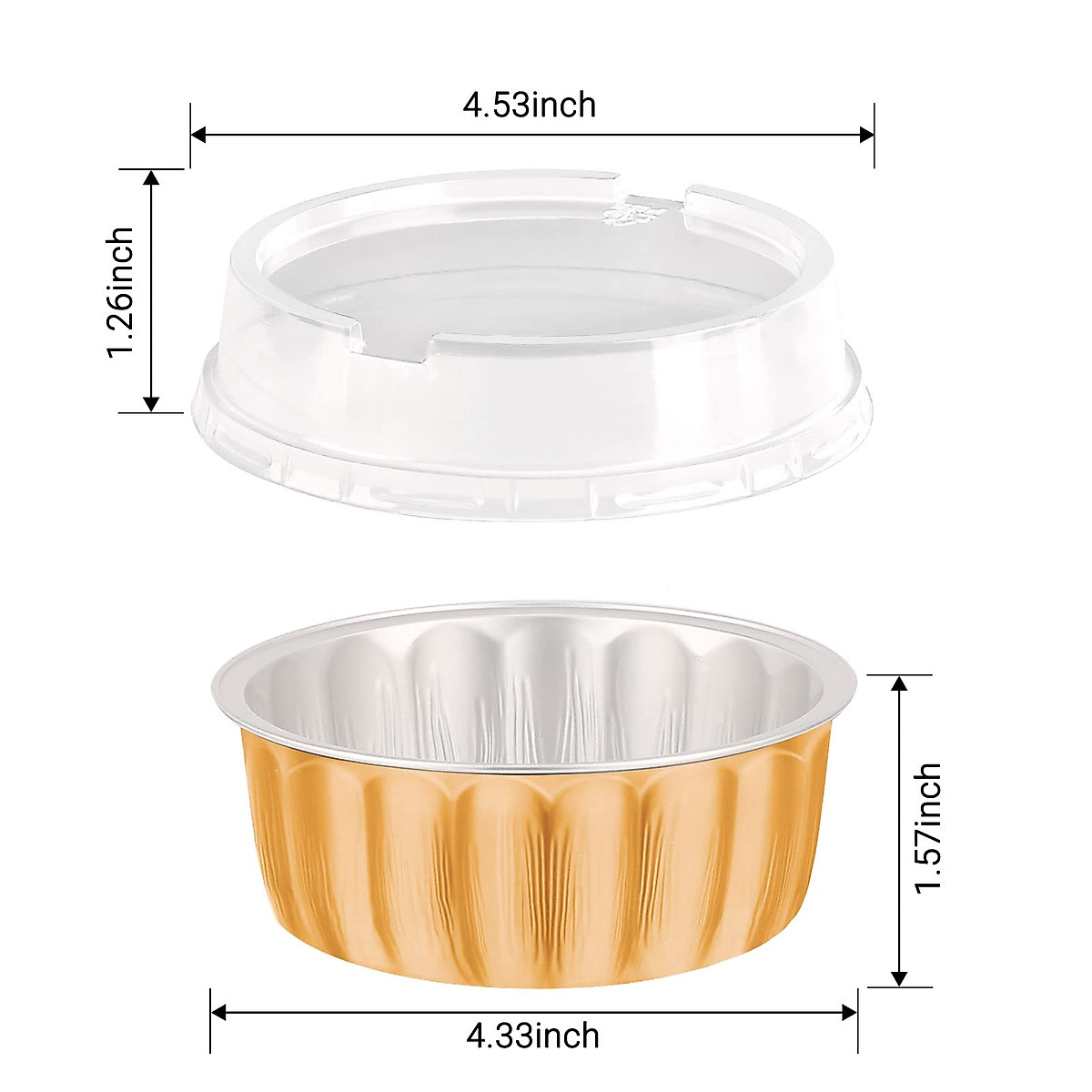 EUSOAR Disposable Foil Ramekins with Lids, 30 pack 8oz 235ml Aluminum Foil Muffin Liners Cupcake Baking Cups, Mini Pie Pans with Lids, Foil Baking Cups Containers for Creme Brulee or Cupcake