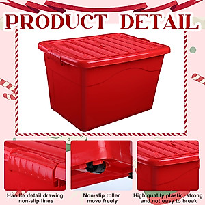 Sweetude 8 Pcs Christmas Storage Bins with Lids Red Green Storage Containers Plastic Box 72 Qt Large Stackable Nestable Storage Box with Wheels and Latching Handles