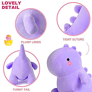 Ditucu Cute Dinosaur Stuffed Animals Toys Plush Dolls Soft Dino Plushie Birthday Gifts for Kids Girls Boys Purple 10 inch