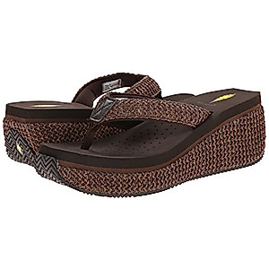 Volatile Womens Flip Flop Wedge Sandal, Brown, 9 B US
