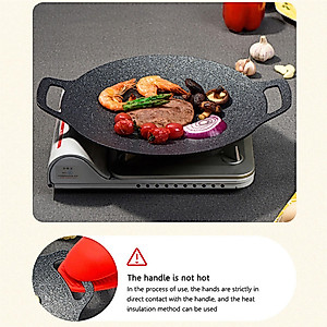 Korean style BBQ Grill Pan for Stove Top, Korean Grill Pan with Non Stick 6 Layer Coating Round BBQ Griddle for Induction, Gas Stove, Electric Cooktop, Indoor or Outdoor Grilling 38cm/15.0in﻿