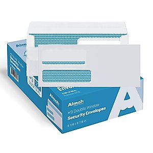 500#9 FLIP & SEAL Double Window Security Envelopes - for Invoices, Statements & Documents, Self-Sealing Adhesive Seal, Security Tinted, Size 3-7/8 x 8-7/8-24 LB - 500 Count (30109)