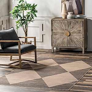 nuLOOM 3' x 5' Easy-Jute SuperiorWash Area Rug, Machine Washable, Non-Slip, for Living Room Bedroom Kids Room Nursery Home Decor, Simple Brown