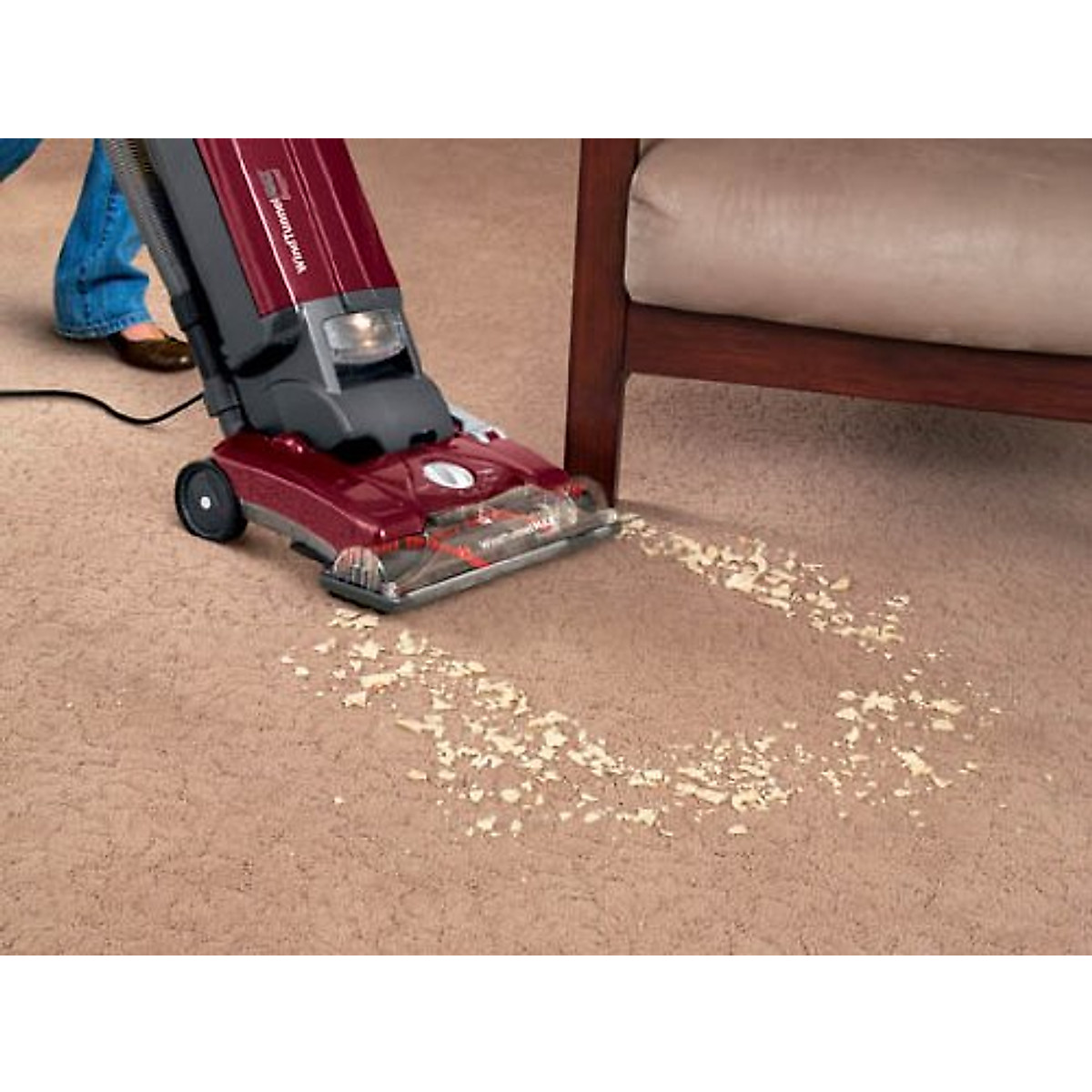 Hoover WindTunnel Max Bagged Upright Vacuum Cleaner, with HEPA Media Filtration, 30ft. Power Cord, UH30600, Red