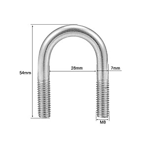 uxcell U-Bolts 2pcs 1.1"(28mm) Inner Width 54mm Length M8 304 Stainless Steel U-Bolt Fastener for 27mm Pipe Dia