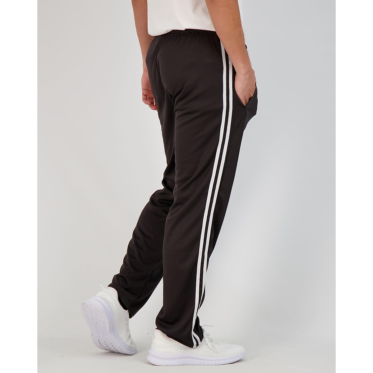 Real Essentials Men's Mesh Athletic Active Gym Workout Open Bottom Sweatpants Pockets Sports Training Soccer Track Running Casual Lounge Comfy Jogging Quick Dry Drawstring Pants- Set 5, M,Pack of 3