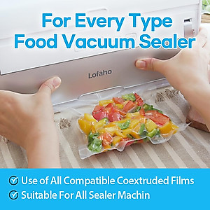 Lofaho Vacuum Sealer Rolls for custom fit airtight food storage, Sous vide, 11"x 16' 1Roll, 8"x20' 1Roll
