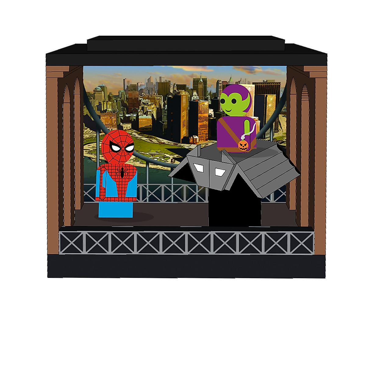Bif Bang Pow! Spider-Man & Green Goblin Pin Mate Wooden Figures with Glider & Stackable Diorama - Convention Exclusive Action Figure