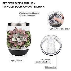 WYUSPGK 304 Stainless Steel Insulated Cup, Succulent Botanical Print Smooth Rim, Durable & Reusable - Perfect for Office, Home, And Travel