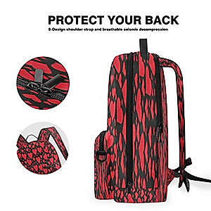 Women/Men Backpack Love Hearts Red and Black Bookbag College School Shoulder Bag Daypack Travel Rucksack for Youth